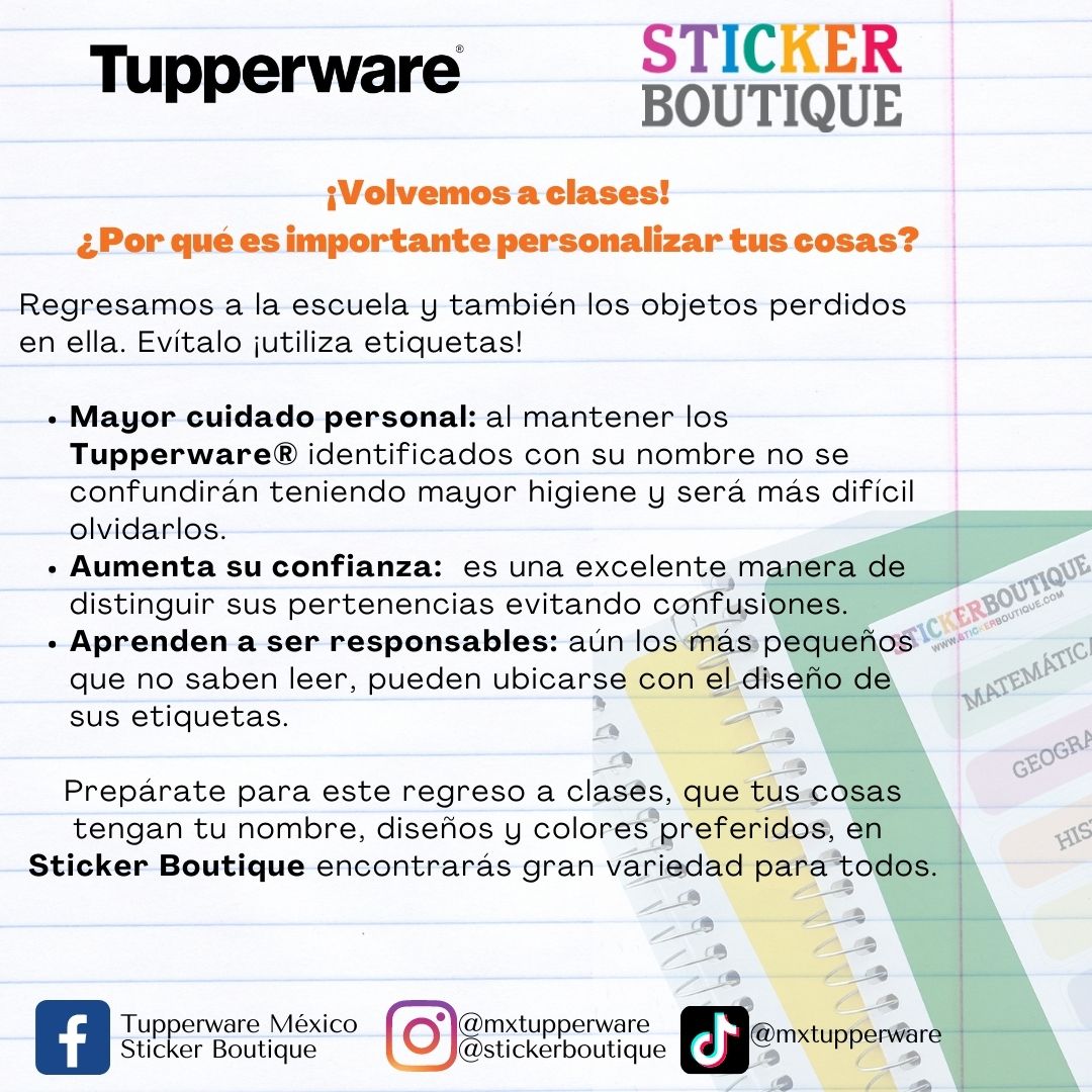 Regreso a Clases con Tupperware y Stickers Boutique – bleufiufiu